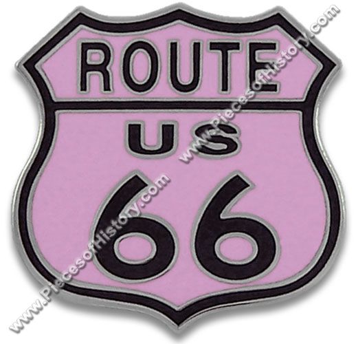Route 66 :: Route 66 Pins (enameled) :: Route 66 Pin Pink & Black Shield