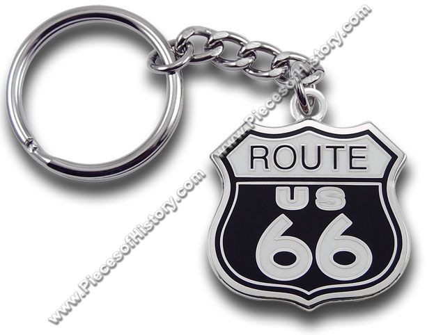 Route 66 :: Route 66 Key Rings :: Route 66 Key Chain - Black & White Shield