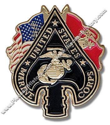 Military Hat Pins :: Marine Corps Hat Pins :: USMC Spade & Flags pin