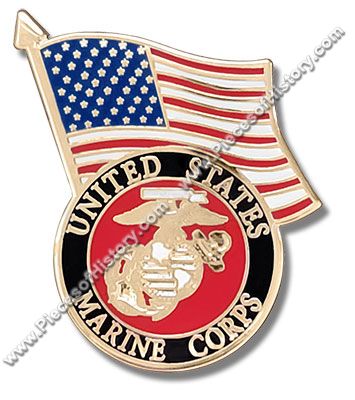 Military Hat Pins :: Marine Corps Hat Pins :: USMC Logo & US Flag pin