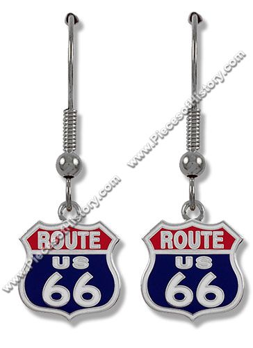 Route 66 :: Route 66 Jewelry :: Route 66 Earrings - Interstate Shield ...