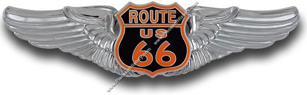 Route 66 :: Route 66 Wings :: Route 66 Wings - Black & Orange Shield Chrome