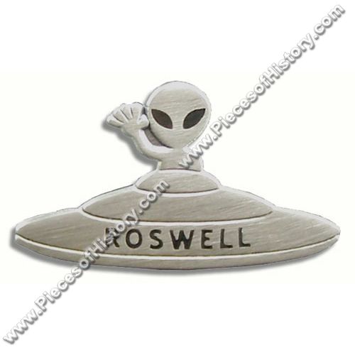 Aliens :: Waving Alien in Roswell Spaceship Pin