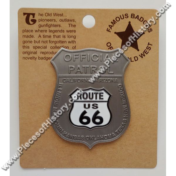 Western Badges :: Novelty Badges :: Route 66 Official Patrol Badge - Silver