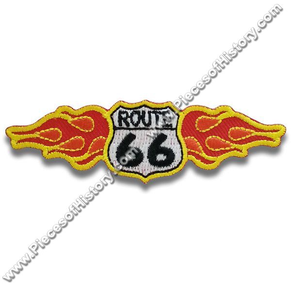 Route 66 :: Route 66 Patches :: Route 66 Flame Wing Patch