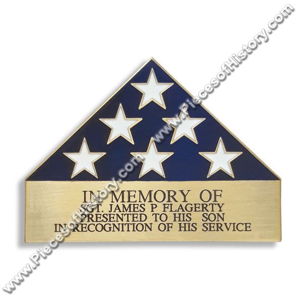 Personalize It :: Custom Engraved Folded Memorial Flag - Antique Gold ...