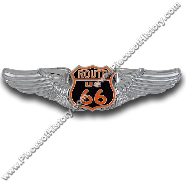 Route 66 :: Route 66 Wings :: Route 66 Wings - Black & Orange Shield Chrome