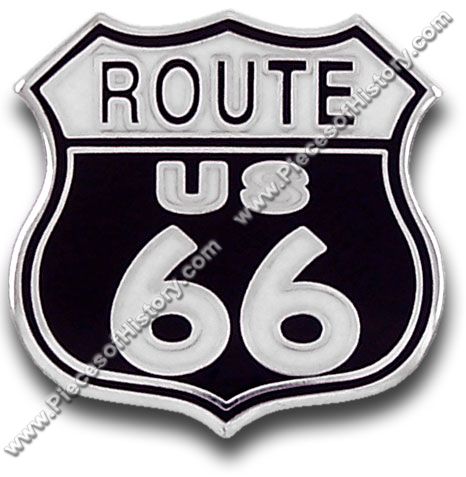 Route 66 :: Route 66 Pins (enameled) :: Route 66 Pin Black & White Shield
