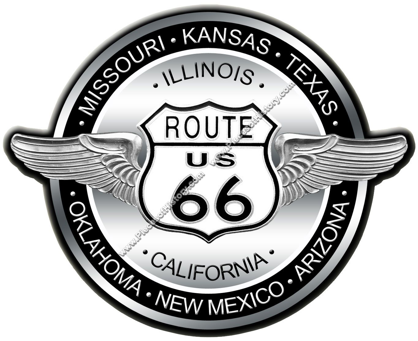 Route 66 :: Route 66 Pins (screen printed) :: Route 66 Wing Disc Pin