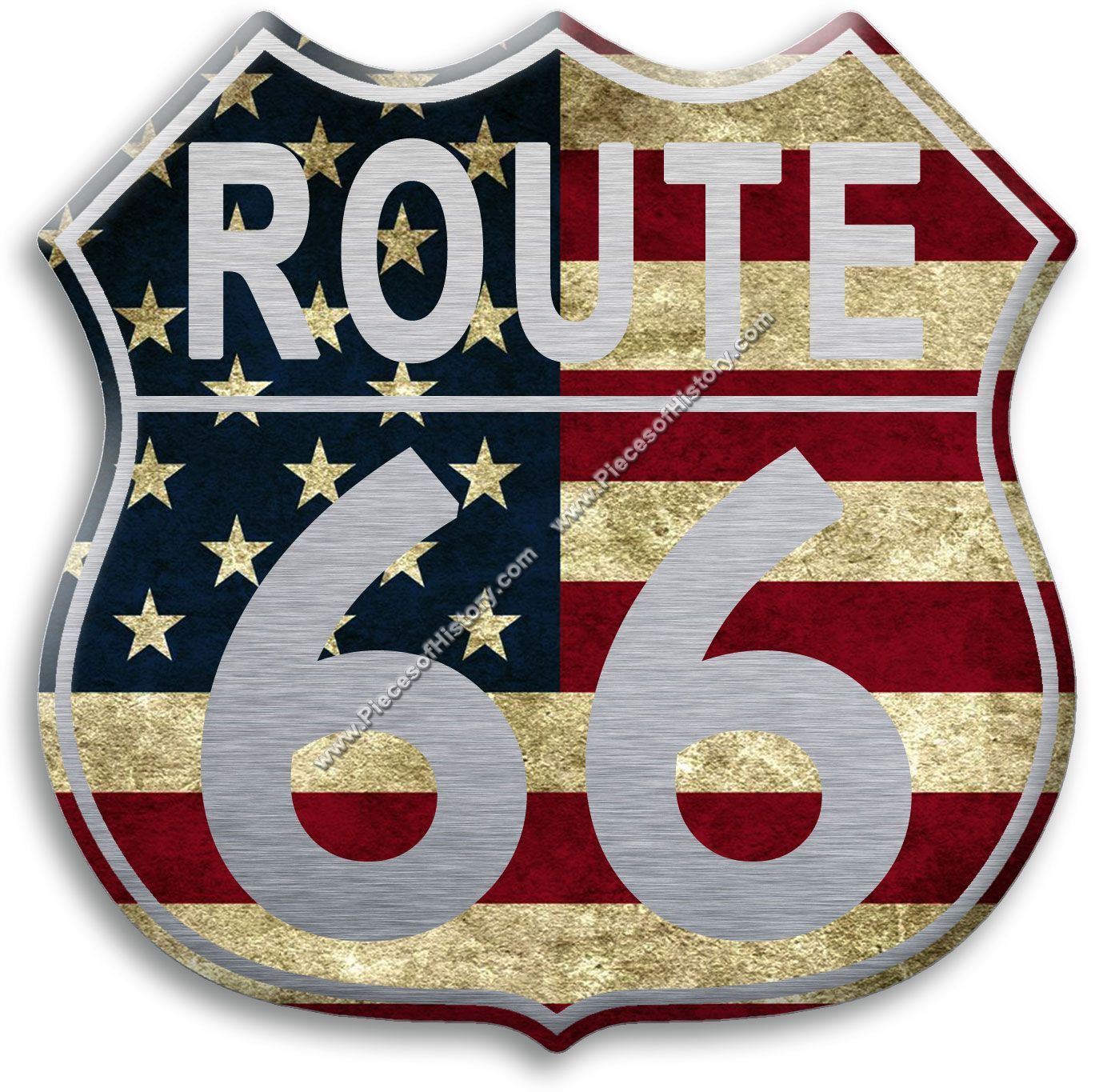 Route 66 :: Route 66 Pins (screen printed) :: Route 66 USA Flag Shield Pin