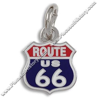 Route 66 :: Route 66 Jewelry :: Route 66 Charm - Interstate Shield Silver