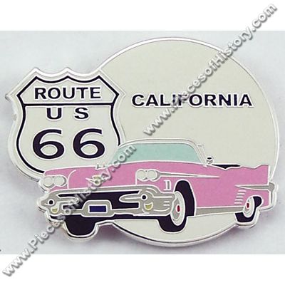 Route 66 :: Route 66 State Pins :: Route 66 California Pink Cadillac Pin