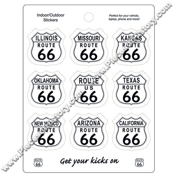 Route 66 :: Route 66 Stickers :: Route 66 State Shield Sticker Sheet